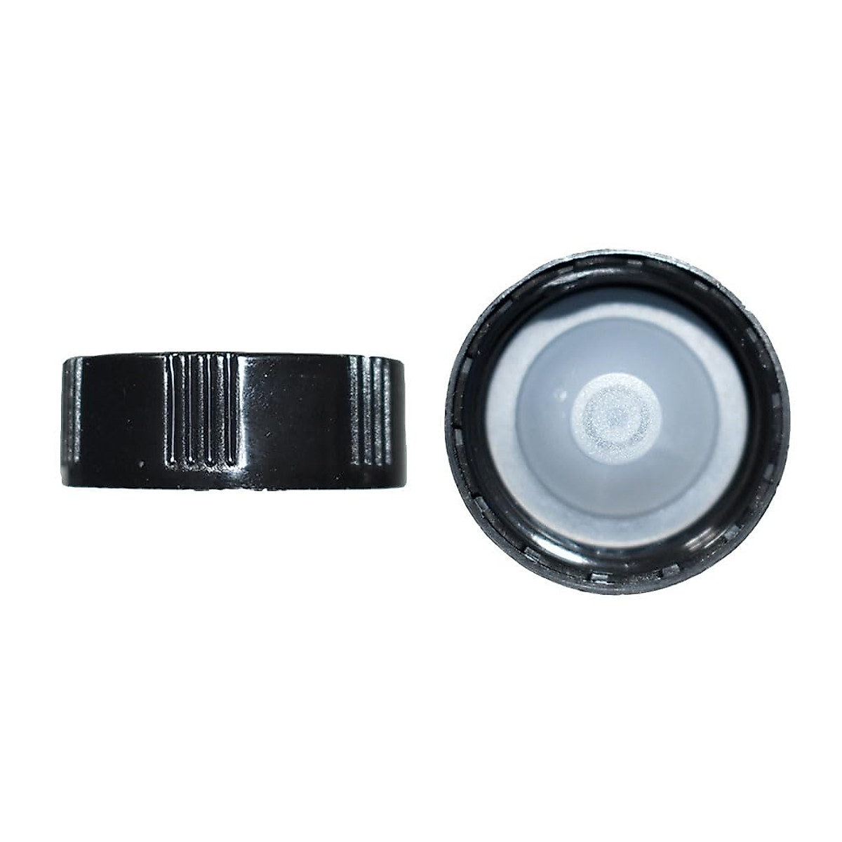 GlassBottleOutlet (Pack of 20) 16 oz. Amber Boston Round with Black Poly Cone Cap