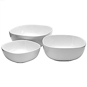 Denmark White Porcelain Chip Resistant Scratch Resistant Commercial Grade Serveware, 3 Piece Serving Bowl Set