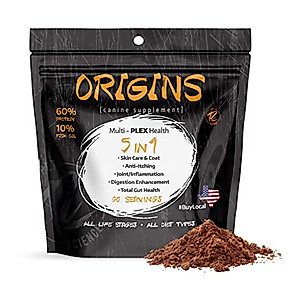 ROGUE PET SCIENCE Origins 5-in-1 Dog Supplement - Powdered Food Topper w/Natural Omega 3 Fish Oil - Supports Healthy Digestion, Skin, and Coat - Helps Reduce Itching & Joint Inflammation (5 lbs)