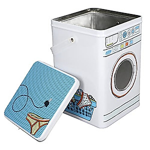 Laundry Detergent Container, Iron Material Glossy Rounded Corners Large Capacity Washing Powder Container with Lid for Storage