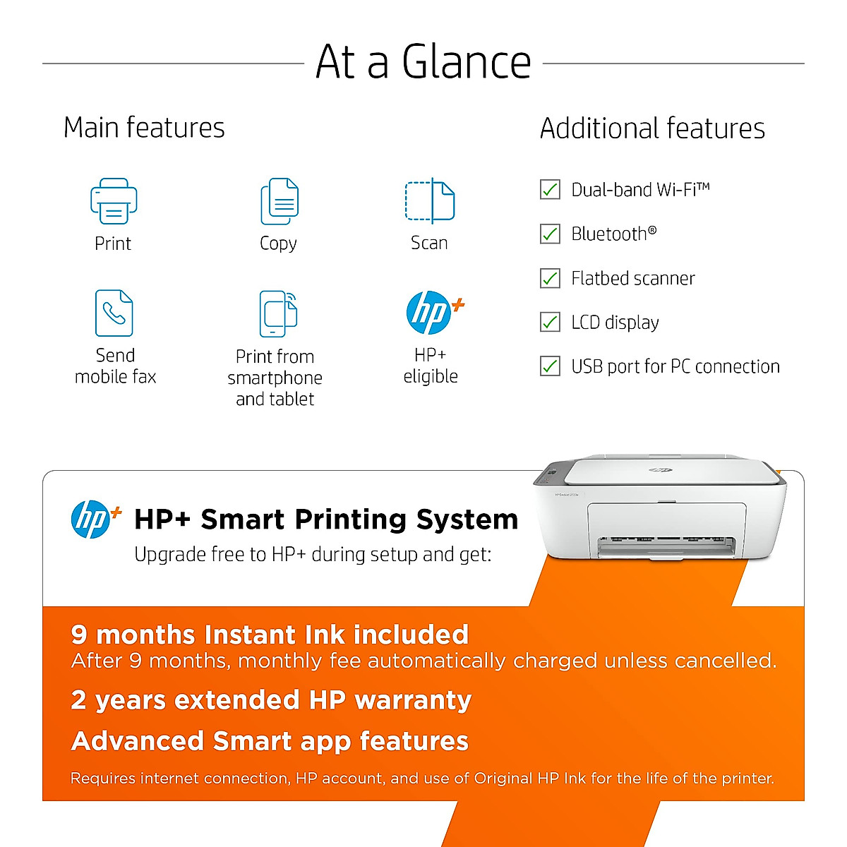 HP DeskJet 2723e All-in-One Printer with Bonus 9 Months of Instant Ink