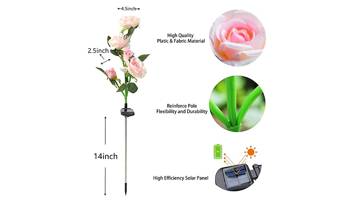 SmilingTown Solar Flower Lights Garden Decorations Outdoor Waterproof ...