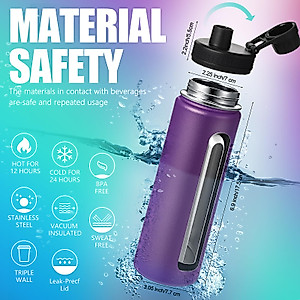 8 Pieces 22 oz Sports Water Bottle Wide Mouth Canteen Spout Bottle Bulk Insulated Water Bottle with Leakproof Spout Lid Stainless Steel Vacuum Water Flasks for Gym Sports Travel (Multi Colors)