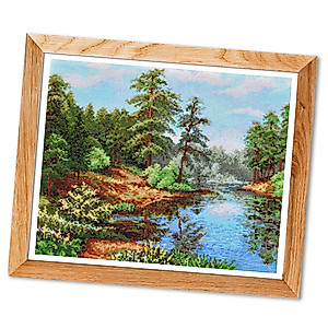 Povitrulya Lake Amid Pines - Counted Cross Stitch Kit with Forest Landscape Pattern
