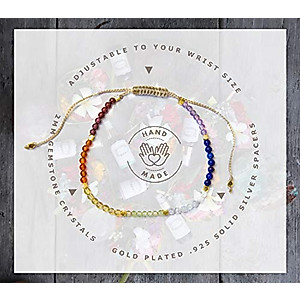 BALIPURA - 7 Chakra Crystal Bracelet For Women - Charm Beaded Bracelet, Garnet & Amethyst Crystal Stone, Bracelets for Teenage Girls - Healing Crystals Bracelet - Handmade Bracelet - 2mm SMALL Beads