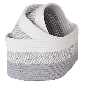 Home-Complete 3-Piece Set Small, Medium, and Large Rope Baskets for Makeup, Towel, Nursery, Office, and Classroom Storage, White and Gray
