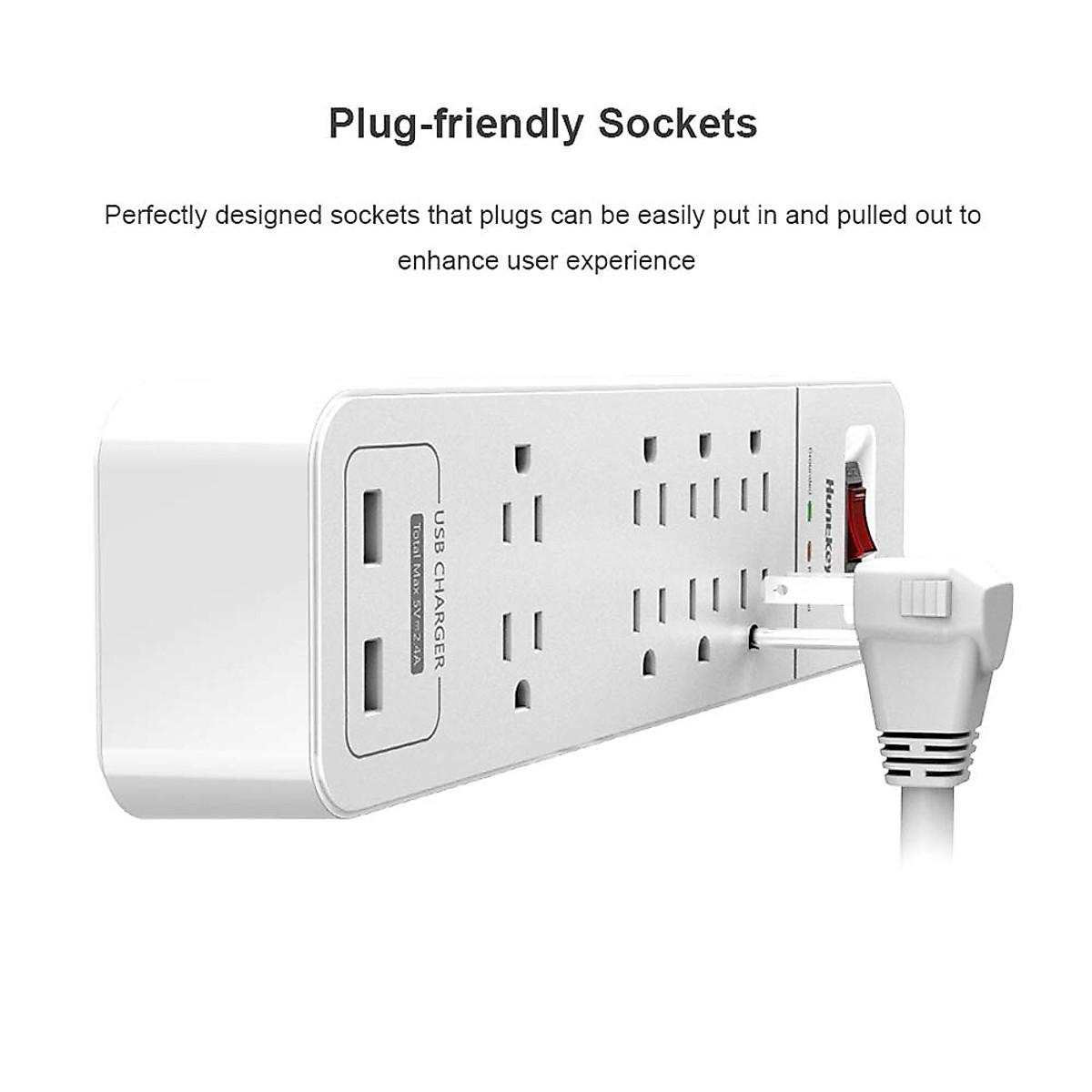 Huntkey Power Strip Surge Protector 4000 Joule, 3 USB Charger Port 12 Widely Space Outlet 6Ft Extension Cord Power Bar for Office Room (Black)