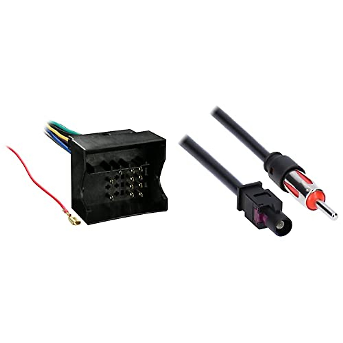 Metra 70-9003 Radio Wiring Harness for Audi/BMW/VW 2002-Up & Metra 40-EU10 Antenna to Radio Adapter Cable for Select 2002-Up BMW/Volkswagen Vehicles,Black