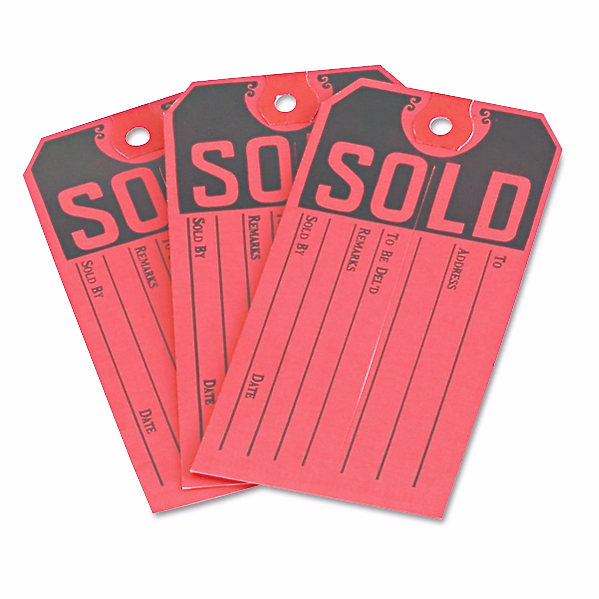 Avery 15161 Sold Tags, Paper, 4 3/4 x 2 3/8, Red/Black (Box of 500)