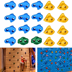 Natudeco 20Pcs Wall Climbing Rocks Climbing Stone Rock Plastic Wall Climbing Kit DIY Climbing Wall Grip Kids Climbing Wall Stone for Outdoor Indoor Home Playground