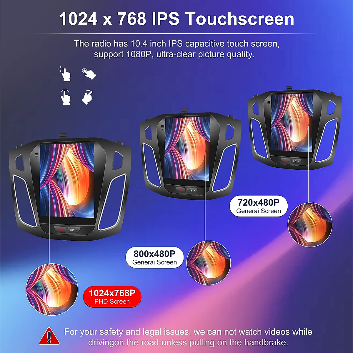 10.4 inches 5GWIFI 4GB+32GB Car Stereo Radio for Ford Focus 2012-2018 Android 13 Car Stereo Radio Upgrade T-Style Head Unit with Carplay/Android Auto with Bluetooth GPS Navigation FM/RDS 48EQ SWC