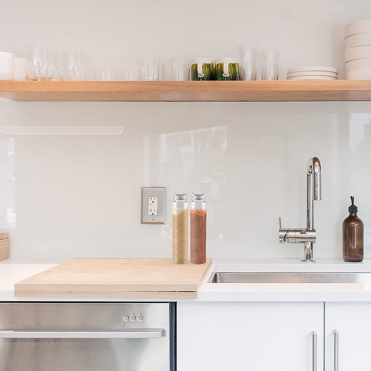 LEXININ 60 PCS 110ml Clear Plastic Test Tubes with Lid, Plastic Test Tubes with Screw Caps, Flat Bottomed Test Tubes