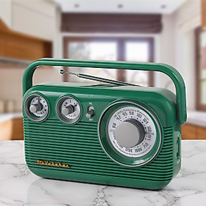 Studebaker SB2003 Retro Portable AM FM Radio | Built in Speaker | AC Powered/Battery | Aux-in Cable (Bundle) (Green)
