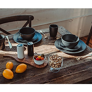 Ukonic Xbox Matte Black 8-Piece Ceramic Dinnerware Set | Includes Salad Plates, Soup Bowls, Mugs