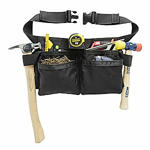 Diamondback Tool Apron - Open Pocket Work Aprons for Men & Women with 2 Hammer Loops & Bit Bandolier - Adjustable Waist Tool Apron for Men & Women - Ideal Electrician & Carpenter Apron (Black)
