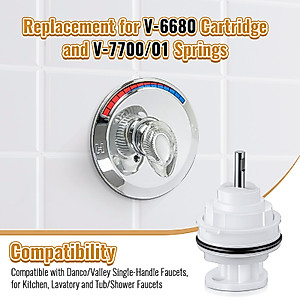 Enhon Shower Faucets Cartridge Replacement for V-6680 V-7700/01, Compatible with Danco/Valley Single Handle Faucets, Single Lever Cartridge Replacement for Kitchen, Lavatory and Tub/Shower Faucets