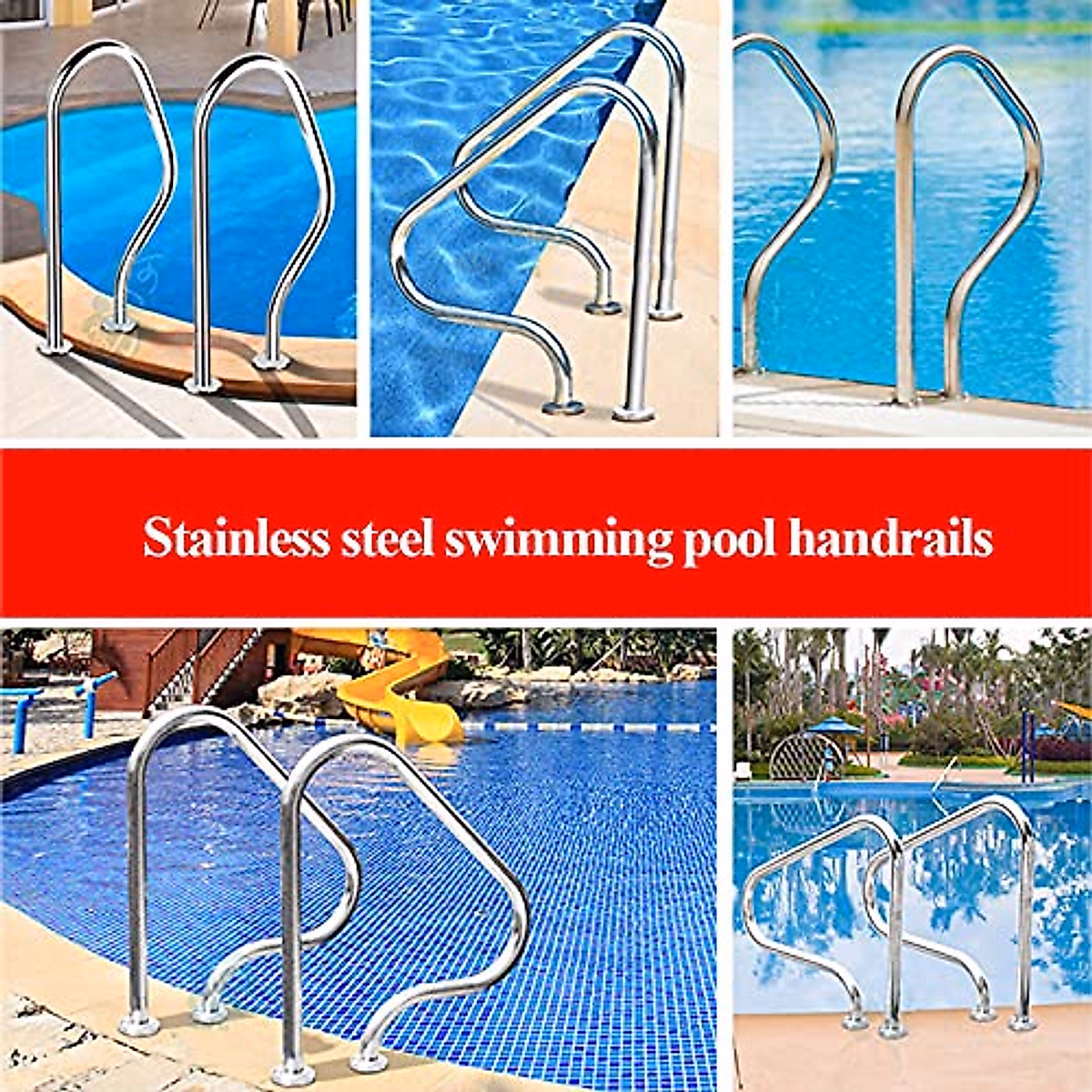BTZHY Swimming Pool Handrails Easy-to-Install Handrails 304 Stainless ...