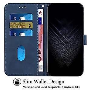 AMAAE Smartphone Flip Cases Wallet Case for Oppo Reno 6 Pro 5G, Vintage PU Leather Phone Case Magnetic Flip Folio Leather Case Credit Card Holder Kickstand Shockproof Case Flip Cases (Color : Blue)