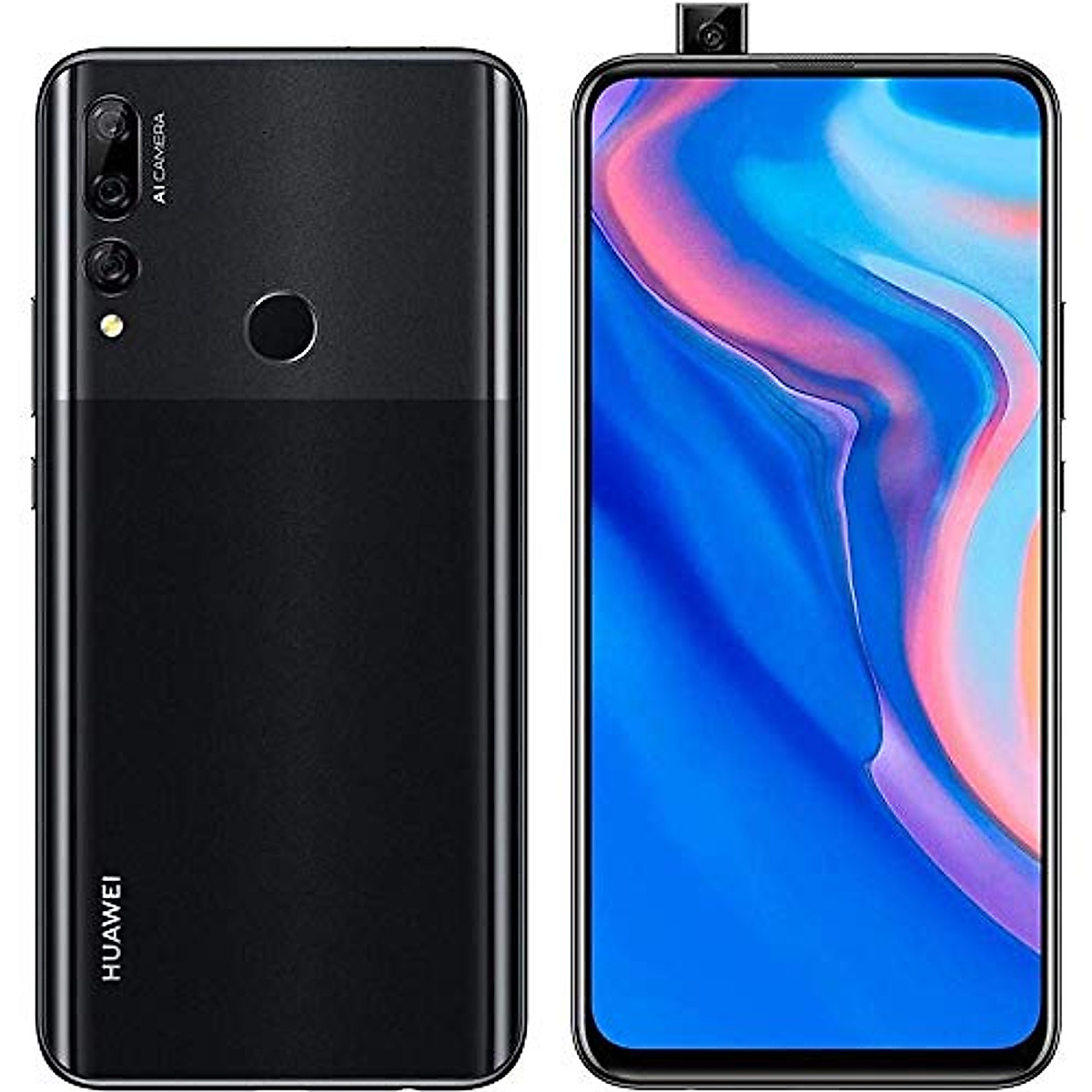 Huawei Y9 Prime 2019 (128GB, 4GB) 6.59", 3 AI Cameras, 4000mAh Battery, Dual SIM GSM Factory Unlocked - STK-LX3, US & Global 4G LTE International Model (Midnight Black, 128GB + 64GB SD + Case Bundle)