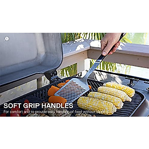 Everdure by Heston Blumenthal Premium Pack of 3 BBQ Tool Kit: Brushed Stainless Steel Tongs, Spatula and Fork with Soft Grip Handles and Hang Zone