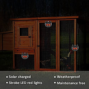 Careland 2 Pack Solar Powered Animal Repeller for Chicken Coop Livestock Farm Garden Night Time Predator Eyes Animal Deterrent Powerful Lights to Scare Away Coyote Deer Raccoon Skunk