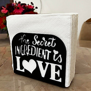 HeavenlyKraft Decorative Napkin Holder | Modern Farmhouse Style | Durable Tabletop Tissue Dispenser | Napkin Holder for Table | Steel Standing Napkin Dispenser for Kitchen Dining Table | (Love Design)