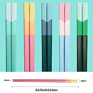 Chopsticks Dishwasher Safe Chopsticks Reusable, 9.6 inch/24.3cm Matte Non-Slip Fiberglass Chop Sticks, Chinese Chopstick, Morandi Colorful-5 Pairs