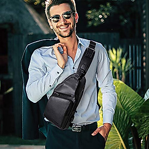 Seoky Rop Leather Small Sling Backpack Multipurpose Chest Bag Hiking Travel Daypack
