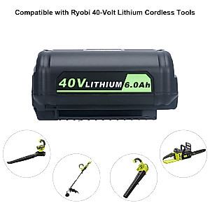 ELEFLY 40V 6.0Ah OP4050A Replacement for Ryobi 40V Lithium Battery OP4015 OP4026 OP40201 OP40261 OP4030 OP4040 OP40401 OP4050 OP40501 OP40601 40 Volt Cordless Tool Battery