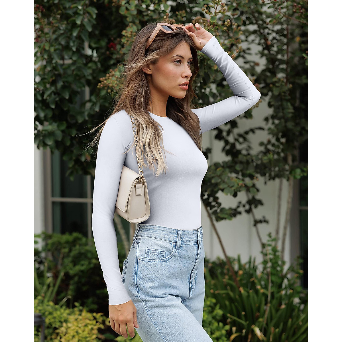 OQQ Womens 3 Piece Long Sleeve Tops Crew Neck Stretch Fitted Underscrubs Layer Tee Shirts 2025 Casual Outfits Black Grey White