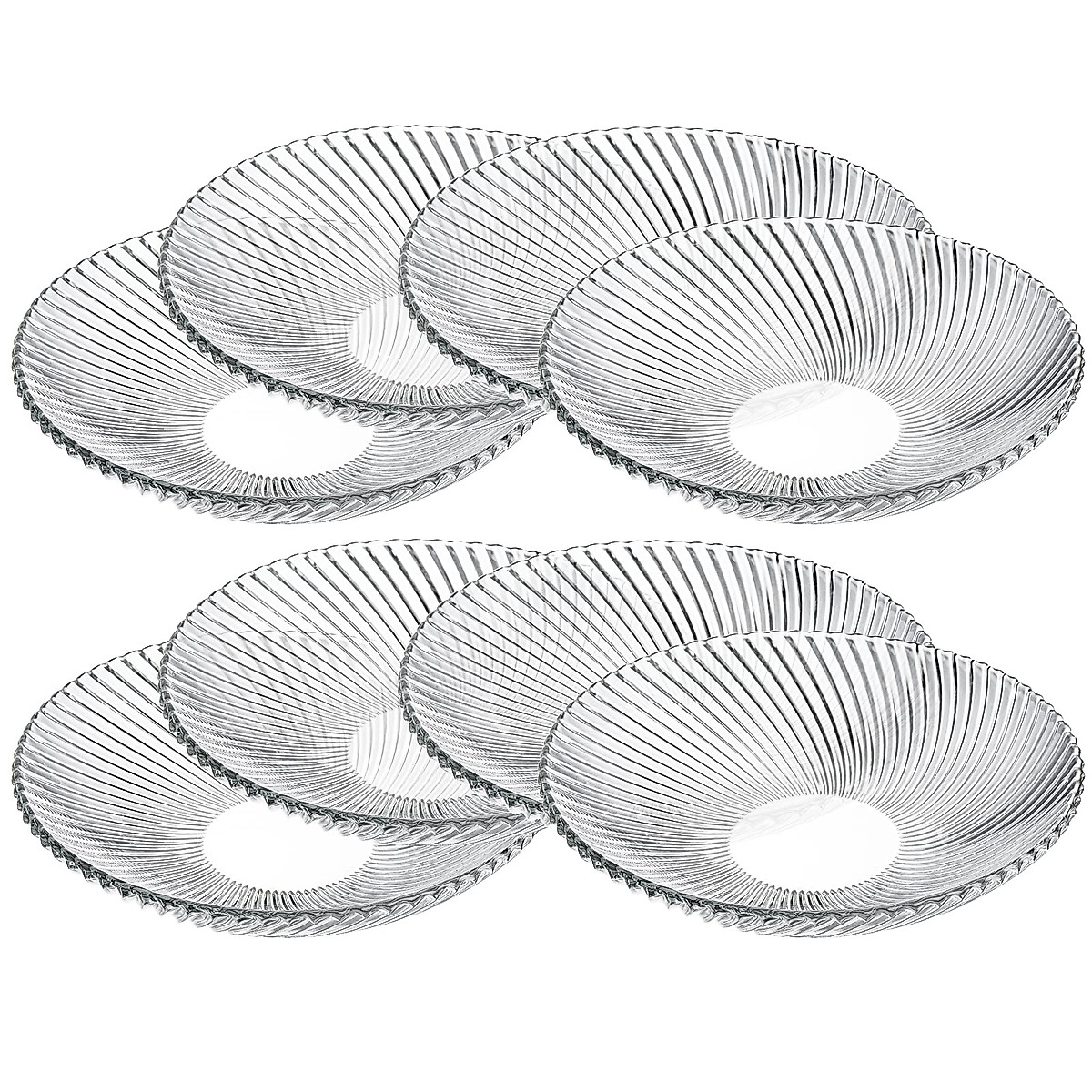 Fasmov 8 Pack 8.5 Inch Glass Salad Plates, Fruit Plate Dessert Plate Bread Dish Plates Wedding and Party Plates, Dishwasher Safe Plates