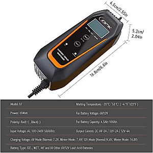 BMK Battery Charger 2/4A Smart Portable Battery Maintainer with Detachable Alligator Rings Clips Fast Charging Trickle Charger for Boat Car Motorcycle Lawn Mower RV SUV