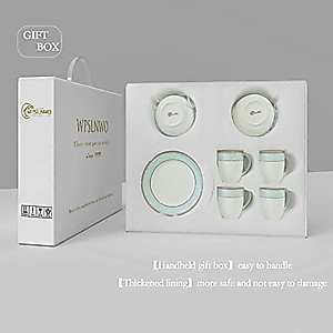 Fine Bone China Dinnerware Set,WPSLNWO 16 Pcs Classic Relief Pattern Gilt Edged High Grade Porcelain Tableware Sets For 4 People with Gift Box Packaging