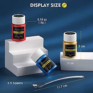 Magicfly 28 Colors Mica Powder, Colorant Paint and Dye for Epoxy Resin, Pigment Powder with 5 Spoons for Soap Making, Lip Gloss, Bath Bomb, Candle Making, Art Craft