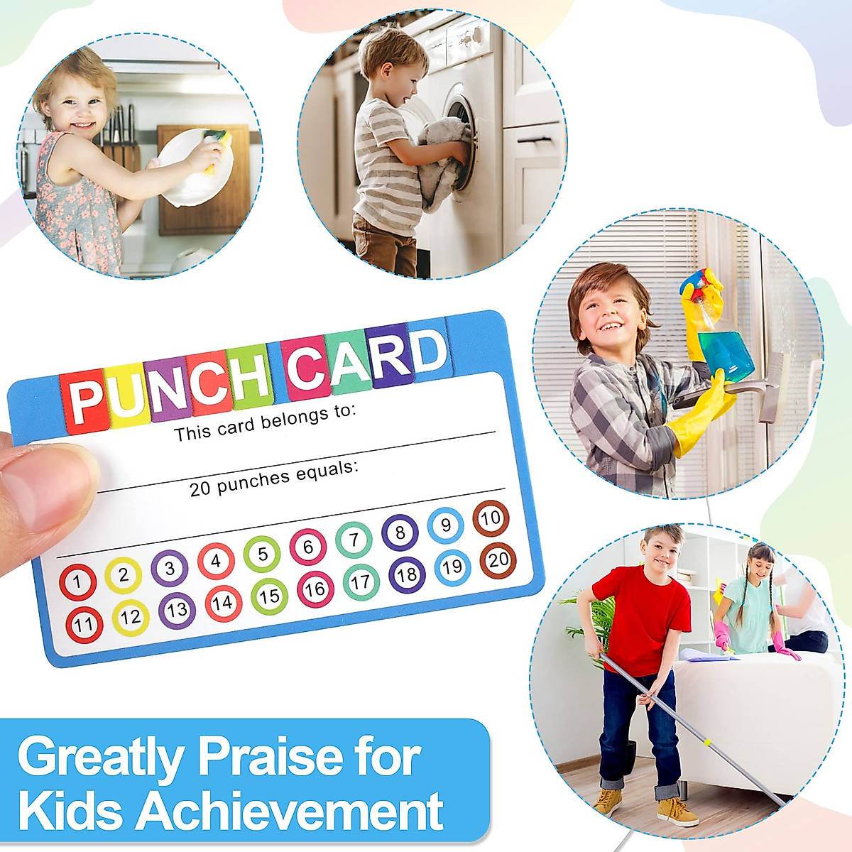 Punch Cards for Classroom, 240 Pack Kids Behavior Reward Punch Cards, , Incentive Punch Card for kids, Business, Students, Teachers, 2 Styles