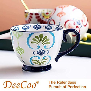 DeeCoo Set of 4 , 15 Ounce Ceramic Coffee Mugs Restaurant Coffee Mug, Large-sized Black Coffee Mugs Set Perfect for Coffee, latte, Cappuccino, Tea, Cocoa, Cereal, Hot Chocolate