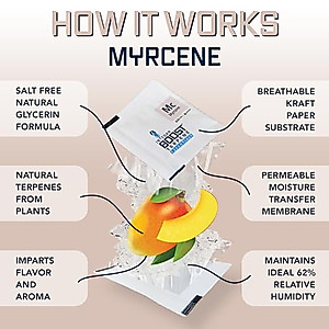 Integra Boost - Myrcene Infuser Humidity Packet - Terpene Essentials Two-Way Humidity Control - Maintains 62 Percent Relative Humidity for Food & Herbs Storage