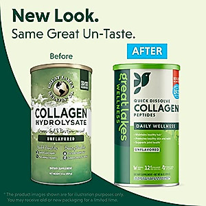 Great Lakes Collagen Peptides Powder Supplement for Skin Hair Nail Joints - Unflavored - Quick Dissolve Hydrolyzed, Non-GMO, Keto, Paleo, Gluten-Free, No Preservatives - 16 oz Canister