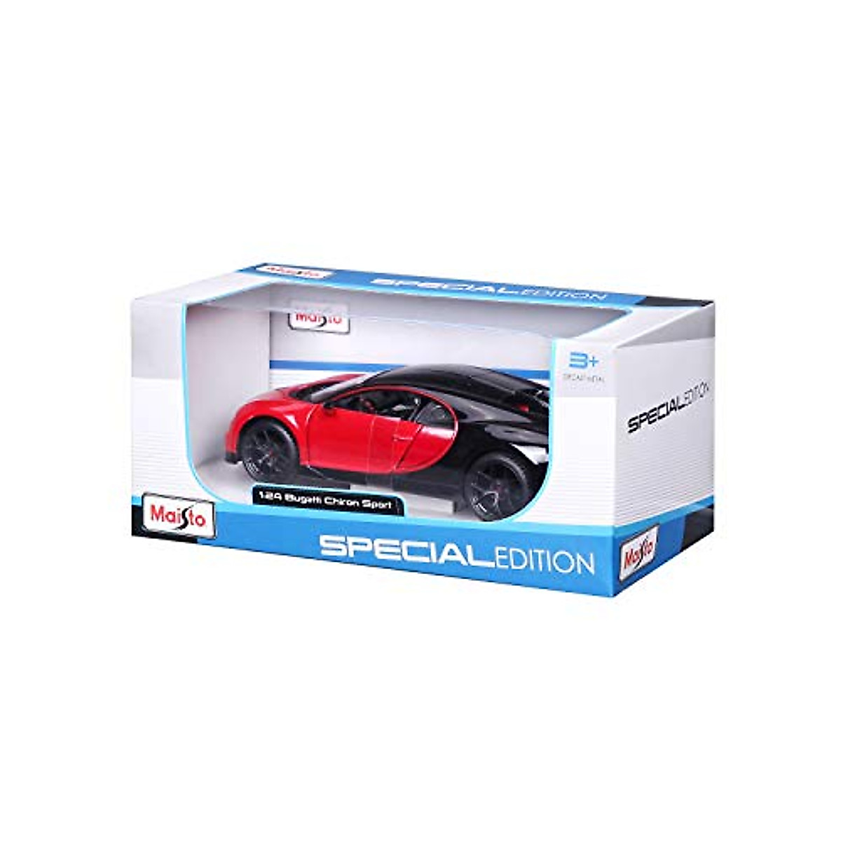 Maisto Bugatti Chiron Sport 16" Red and Black Special Edition 1/24 Diecast Model Car