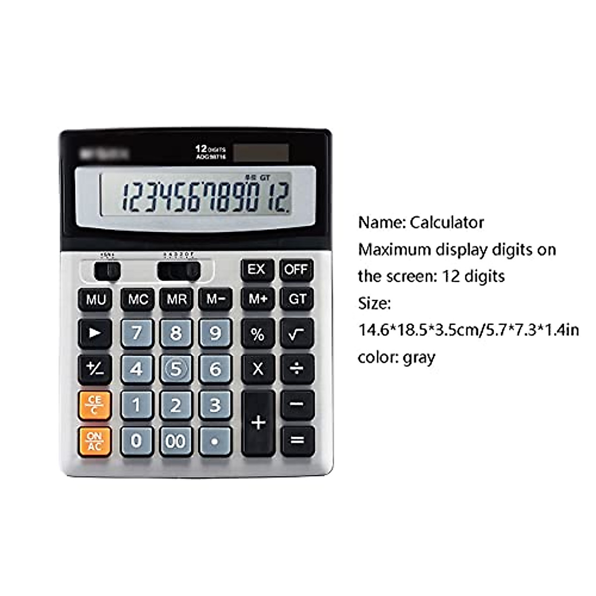 Dual Power Scientific Calculator, Metal Panel 12-Digit Large-Screen Calculator, Suitable for Student Financial Accounting Calculators