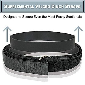 Couch Clamp PRO Non-Slip Sectional Connectors with Hook-and-Loop Cinch Clips for Sliding Sofas - Prevents Floor Scratches and Big Gaps in Your Couch with Easy Install No Tools Required (4 Pack)