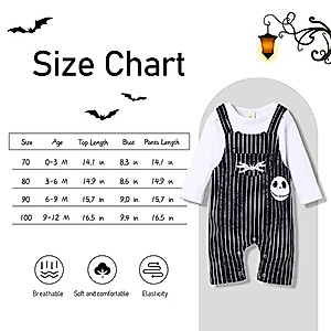Crazyme Baby Boy Girl Clothes 2PCs Outfit Set Nightmare Before Bedtime Skull Christmas Clothing Set (Boy Black, 3-6 Months