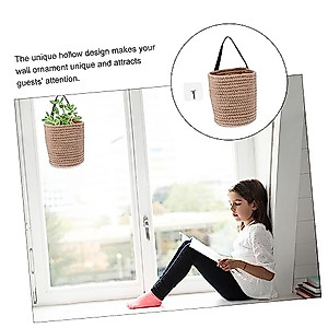 Cabilock 2 pcs Cotton Rope Woven Basket laundry woven bucket bathroom wall organizer round basket Rope planter basket empty gift basket toy basket with handles fabric bin hanging toy box