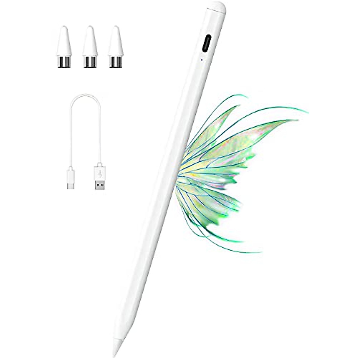 Active Stylus Pens for Touch Screens with Magnetic Design, Rechargeable Universal iPad Pencil, Fine Point Stylus Pen for iPad Pro/Air/Mini/iPhone/iOS/Android/Tablets Writing & Drawing-White