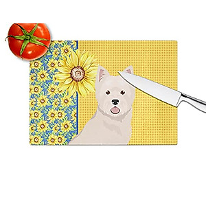 Caroline's Treasures WDK5500LCB Summer Sunflowers Westie West Highland White Terrier Glass Cutting Board Large, 12H x 16W, multicolor