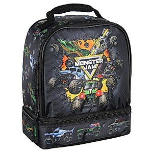 INTIMO Monster Jam Grave Digger Megalodon Pirate's Curse Dual Compartment Lunch Box Bag