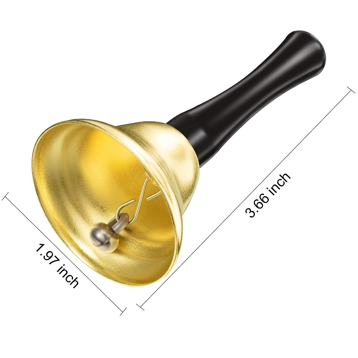 12 Pieces Metal Hand Bells Call Bells Service Hand Bells for Adults Kids Black Wooden Handle Music Hand Bells Musical Instruments Percussion for Christmas Party Supplies