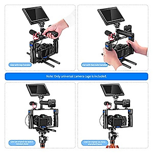 NEEWER Aluminum Alloy Camera Cage, Filmmaking Rig with Top Handle, Dual Grips & Arca Type Base, Compatible with Sony A7S III A7IV A6600 Canon EOS R5C R5 R6 DSLR/Mirrorless Cameras - VS107, Blue