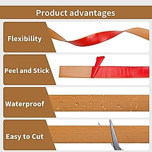 10 FT Flat Floor Transition Strip, 2" Wide Self Adhesive Vinyl Floor Edge Strip, Brown Wood Grain Transition Strip for Flooring