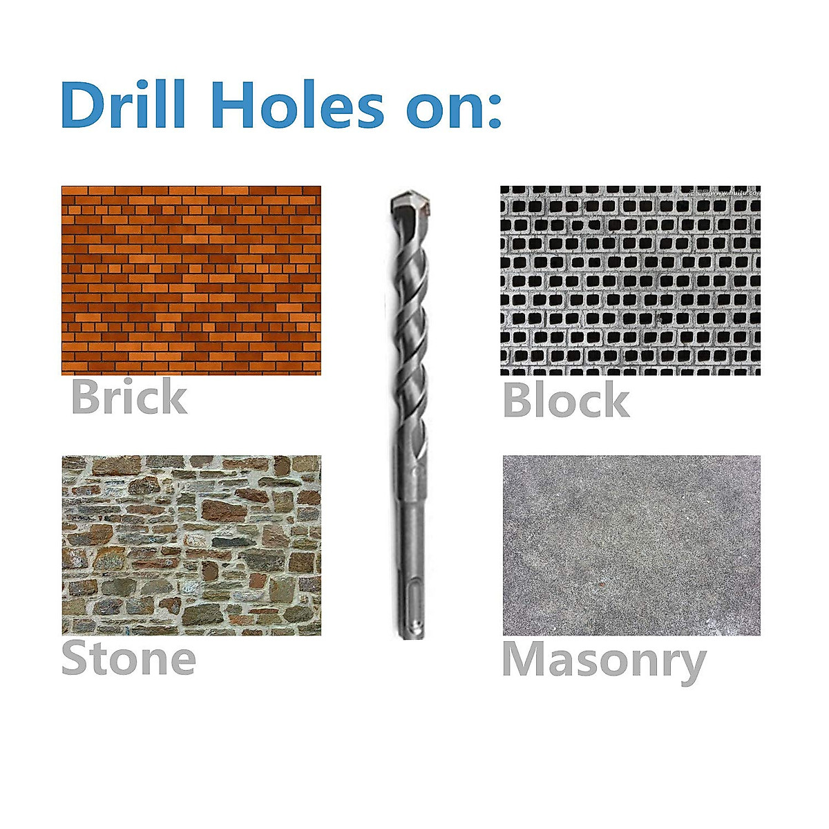 3PCS, SDS Plus Rotary Hammer Drill Bits, 1/2"x6"